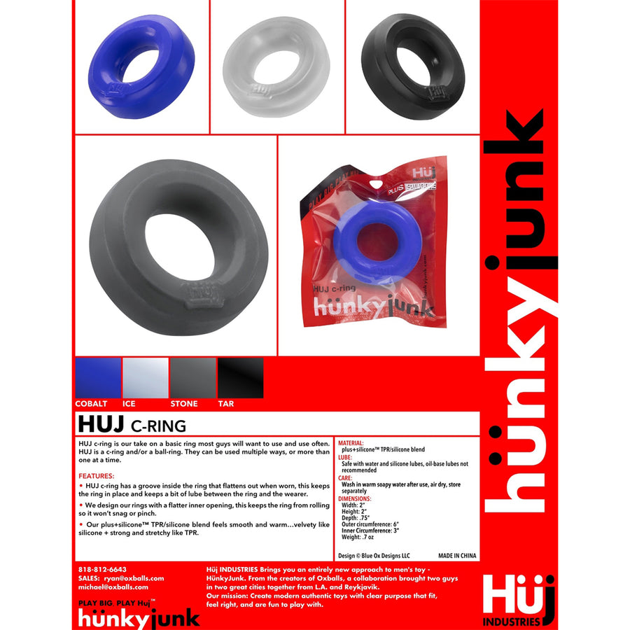 HunkyJunk HUJ Cock Ring | Tar | Pleasure Chest